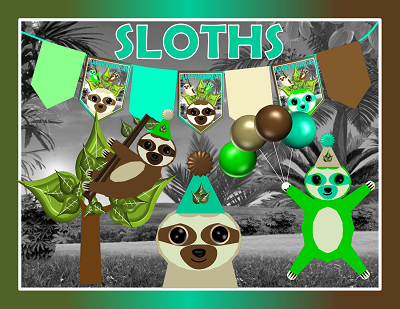 Printable Sloth Party Supplies | Sloth Birthday Decorations